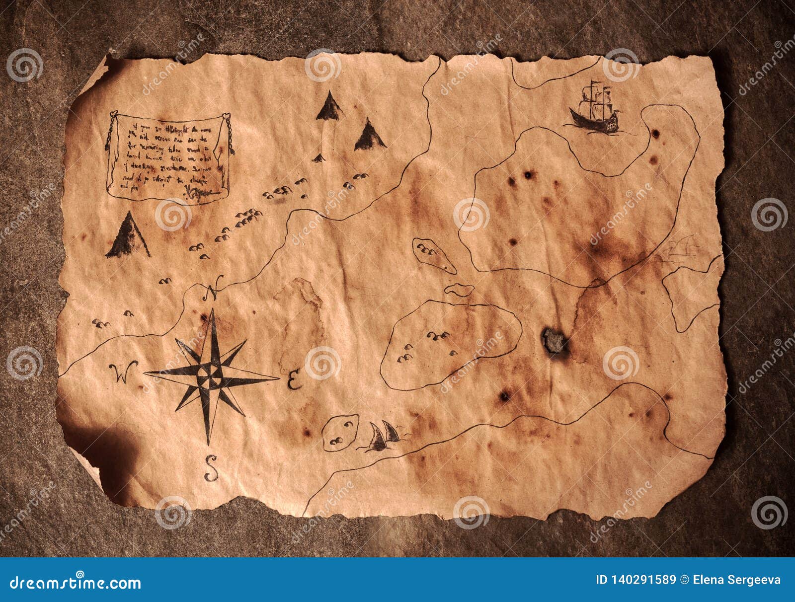 Pirate Table, Captain Cabin Interior Stock Image - Image of note, aged ...