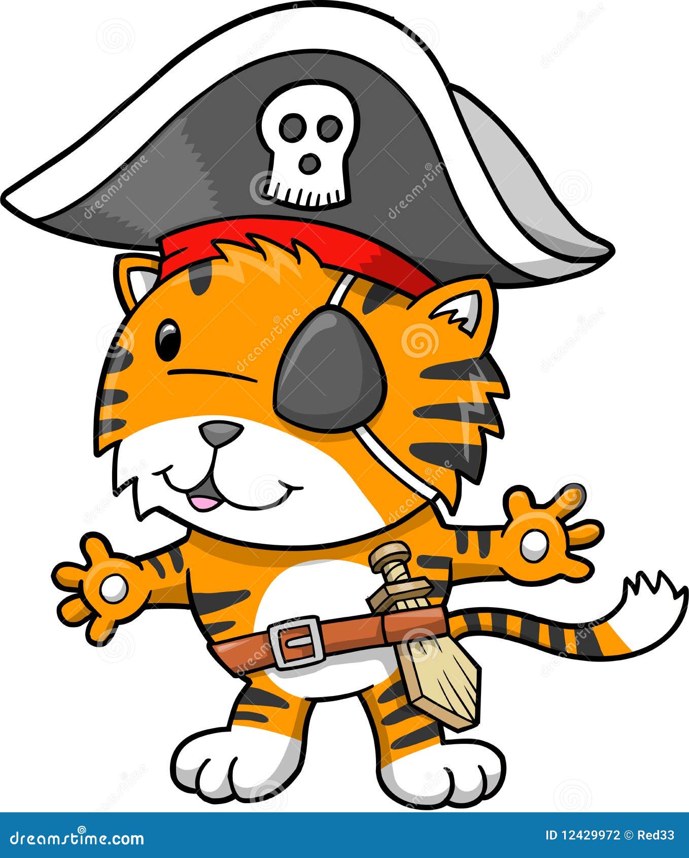 Pirate Tiger Vector Illustration Stock Vector - Illustration of lion ...