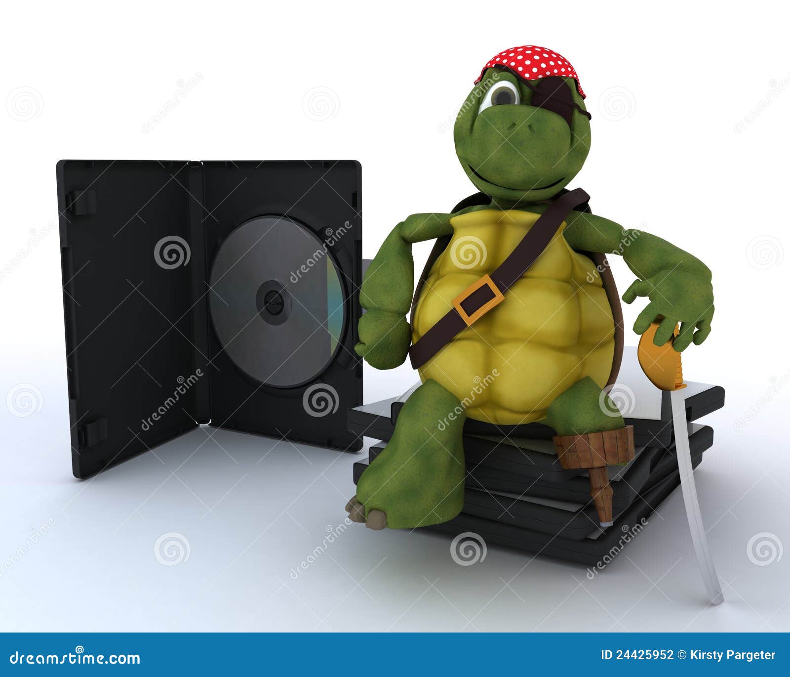 Pirate Tortoise With DVD CD And Software Stock Photo | CartoonDealer ...