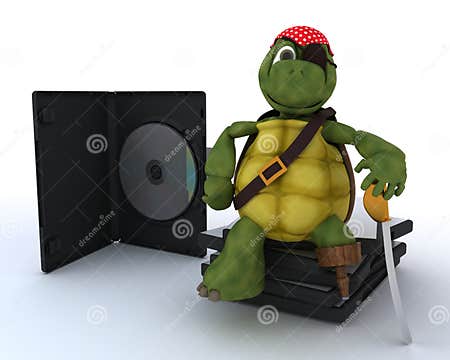 Pirate Tortoise with DVD CD and Software Stock Illustration ...