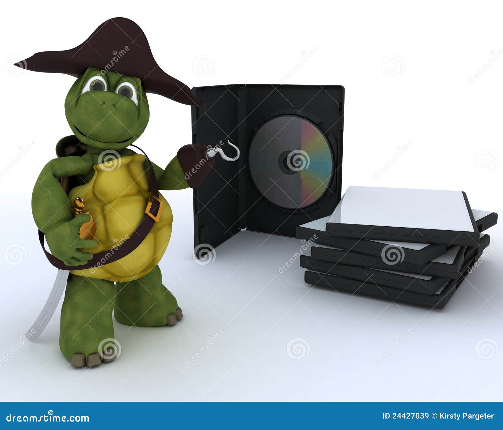 Pirate Tortoise With DVD CD And Software Stock Photo | CartoonDealer ...