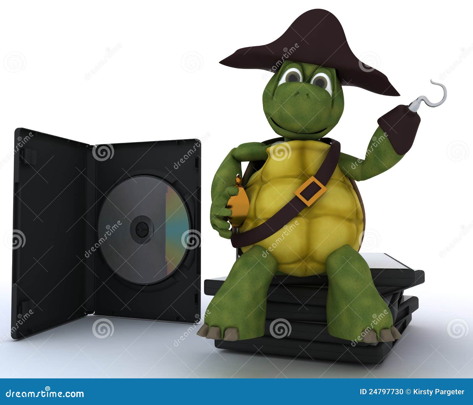 Pirate Tortoise With DVD CD And Software Stock Photo | CartoonDealer ...