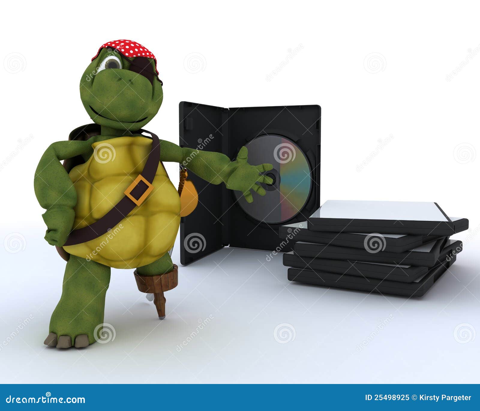 Pirate Tortoise With DVD CD And Software Stock Photo | CartoonDealer ...