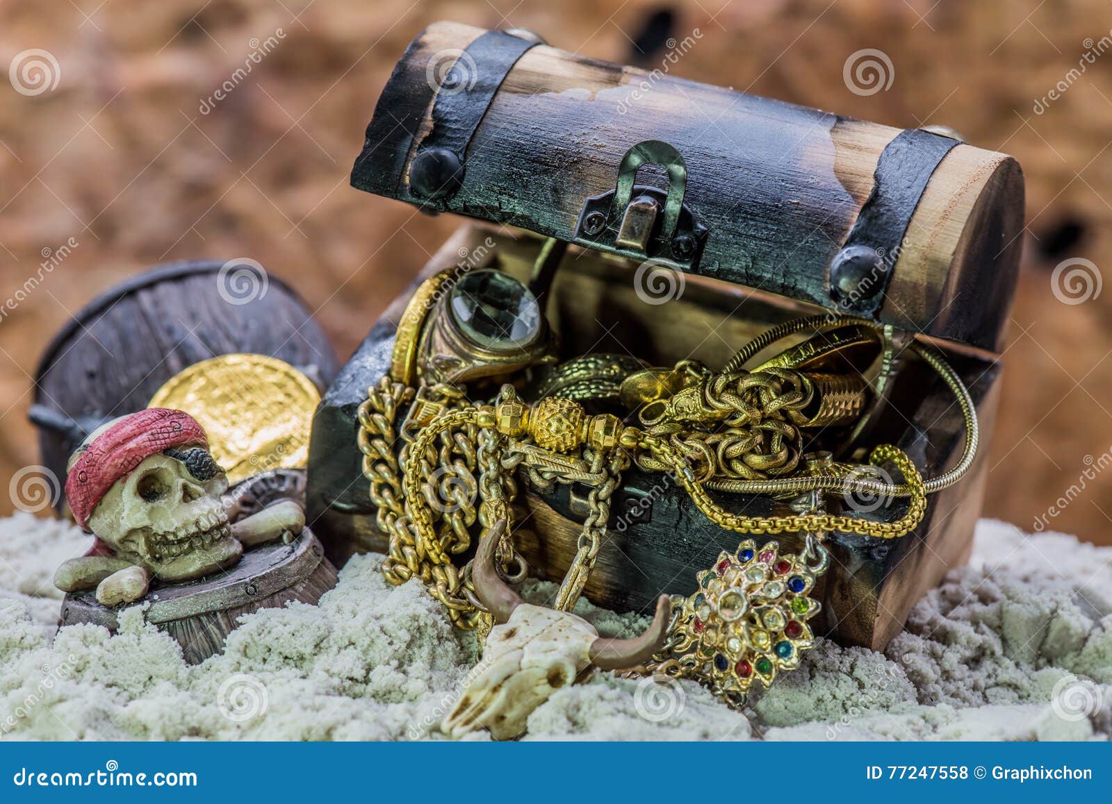 Pirate and treasure stock photo. Image of magnifying - 77247558