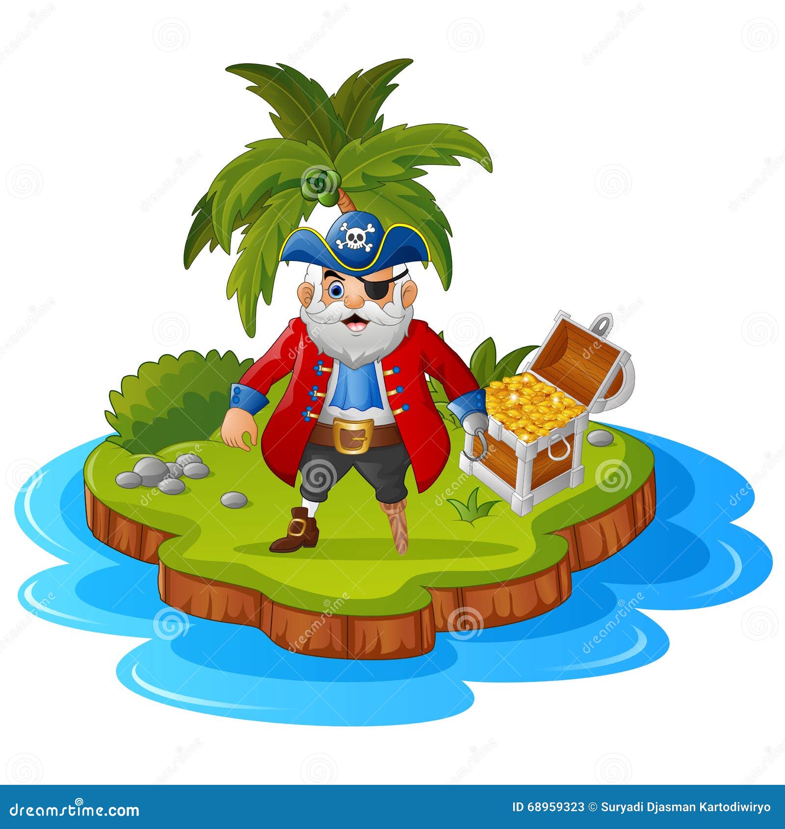 Pirate in the Treasure Island Stock Vector - Illustration of happy ...