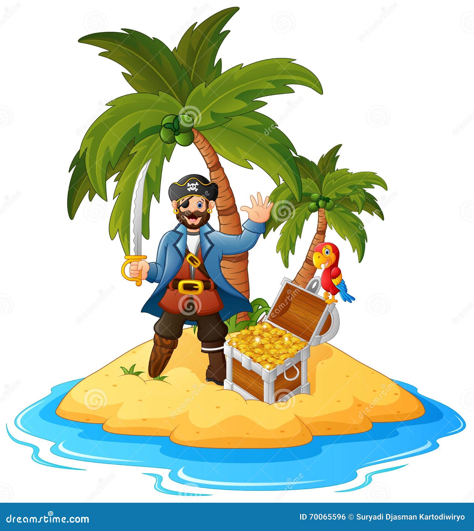 Pirate in the Treasure Island Stock Vector - Illustration of coin ...