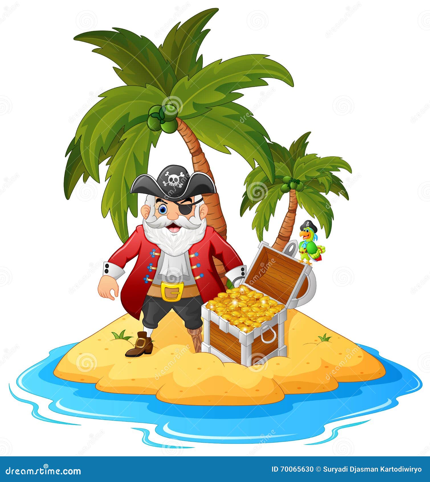 Pirate in the Treasure Island Stock Vector - Illustration of male ...