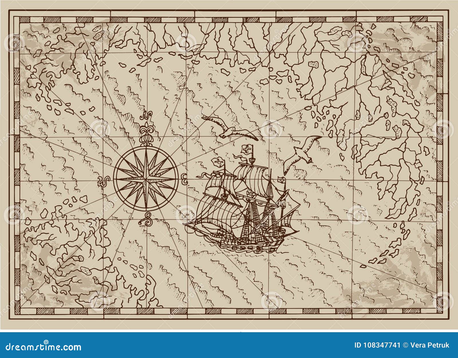 Pirate Compass Drawing