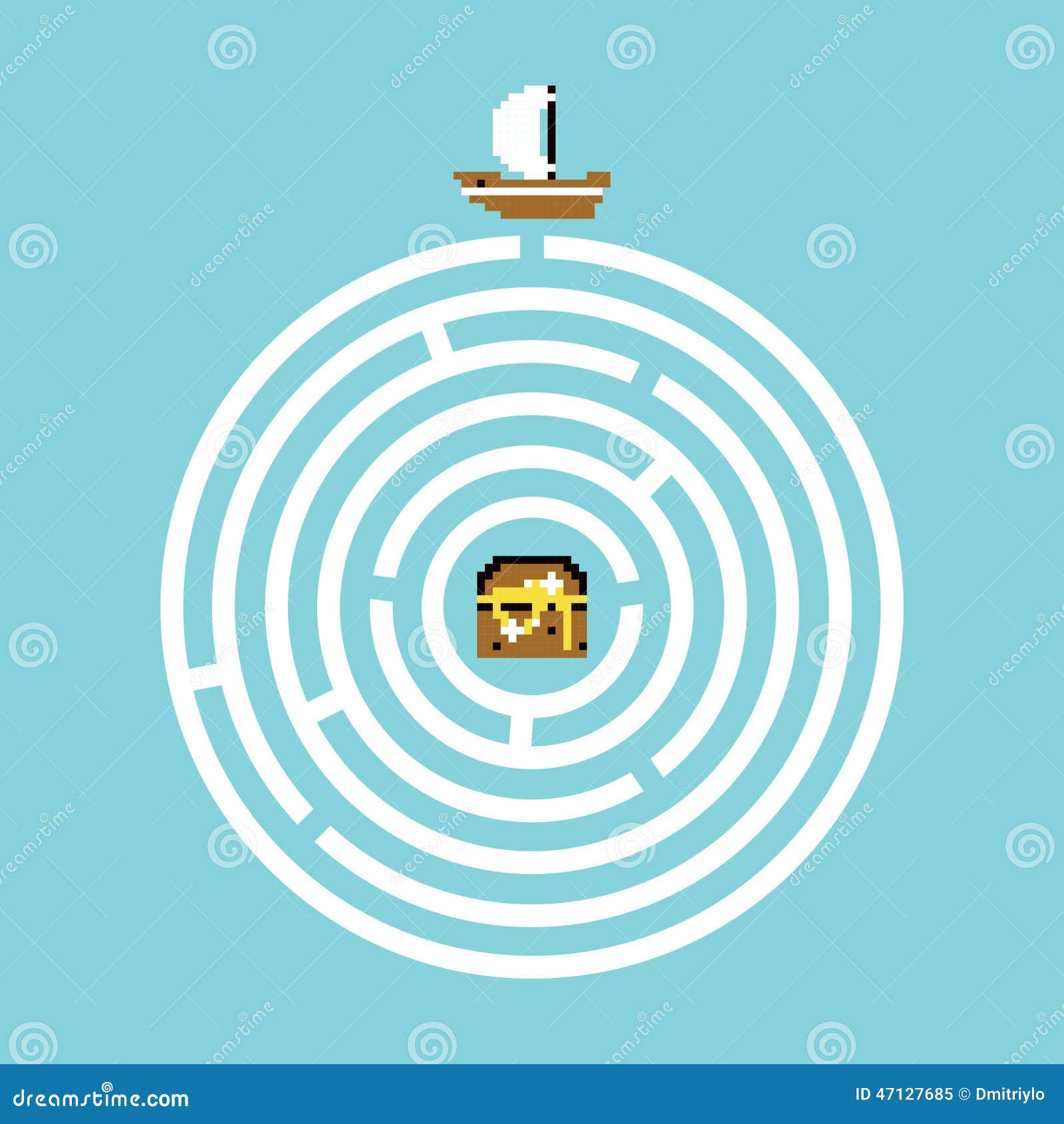 Pirate Treasure Maze Illustration Stock Vector - Illustration of round ...