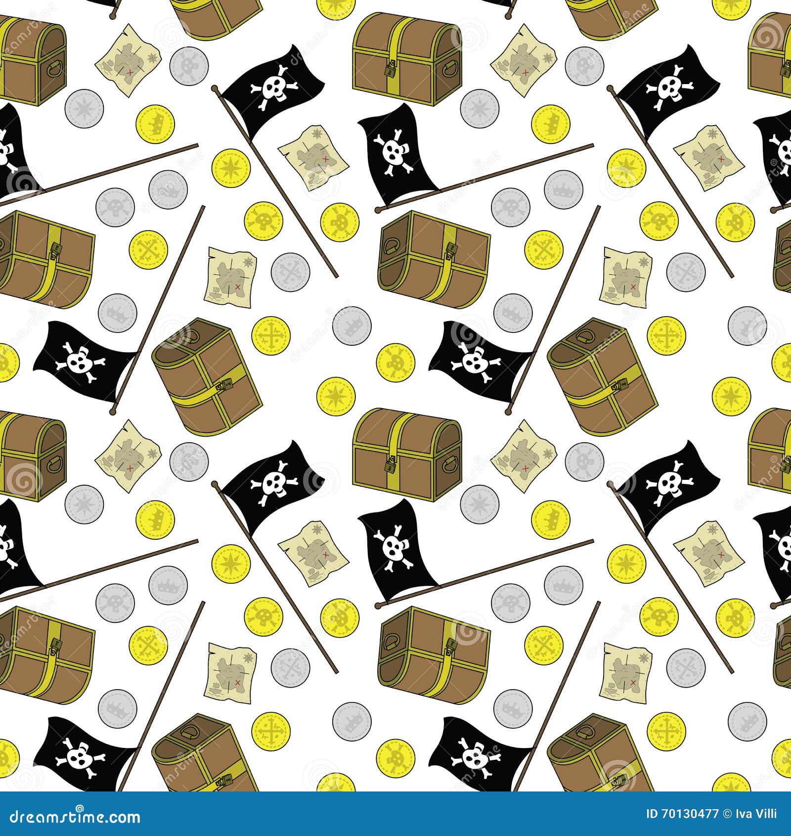 Pirate Treasure Seamless Pattern Stock Vector - Illustration of gold ...