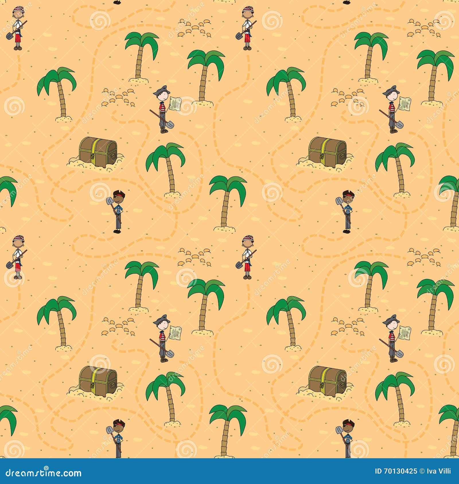 Pirate Treasure Seamless Pattern Stock Vector - Illustration of ...