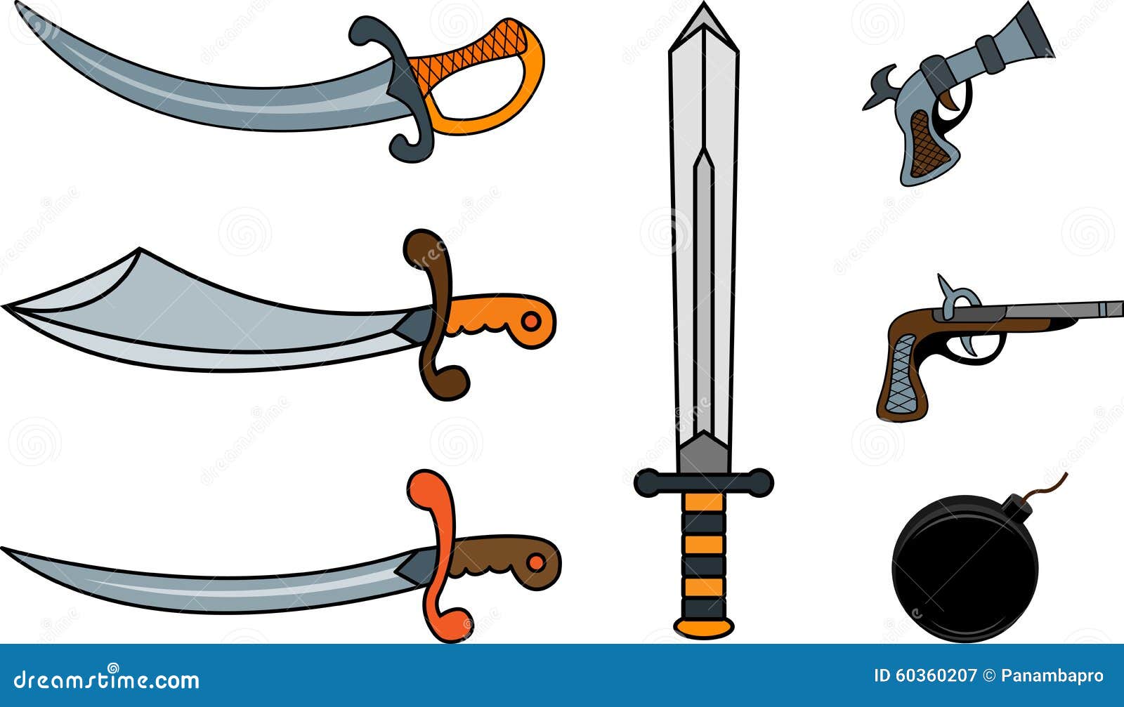 Pirate weapons stock vector. Illustration of bomb, cartoon - 60360207