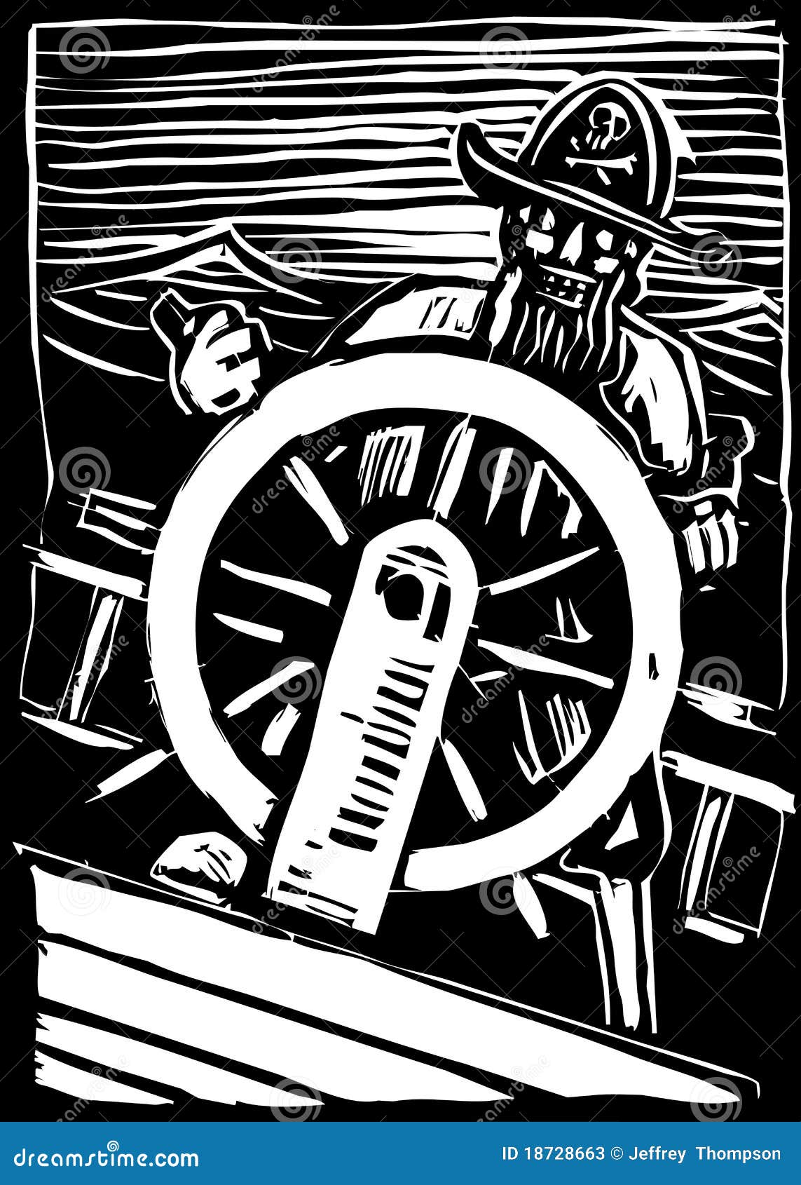 Pirate at the Wheel stock vector. Illustration of ocean - 18728663