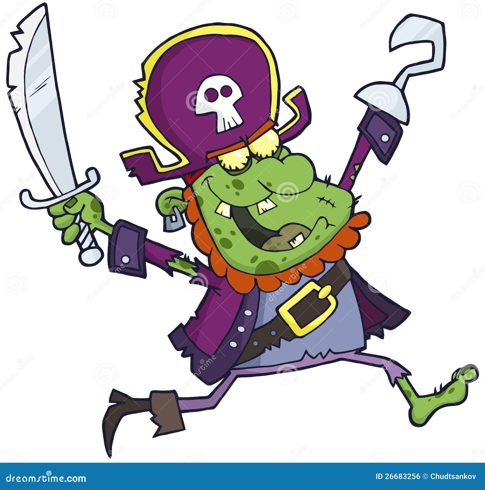 Pirate zombie with a sword stock vector. Illustration of skull - 26683256