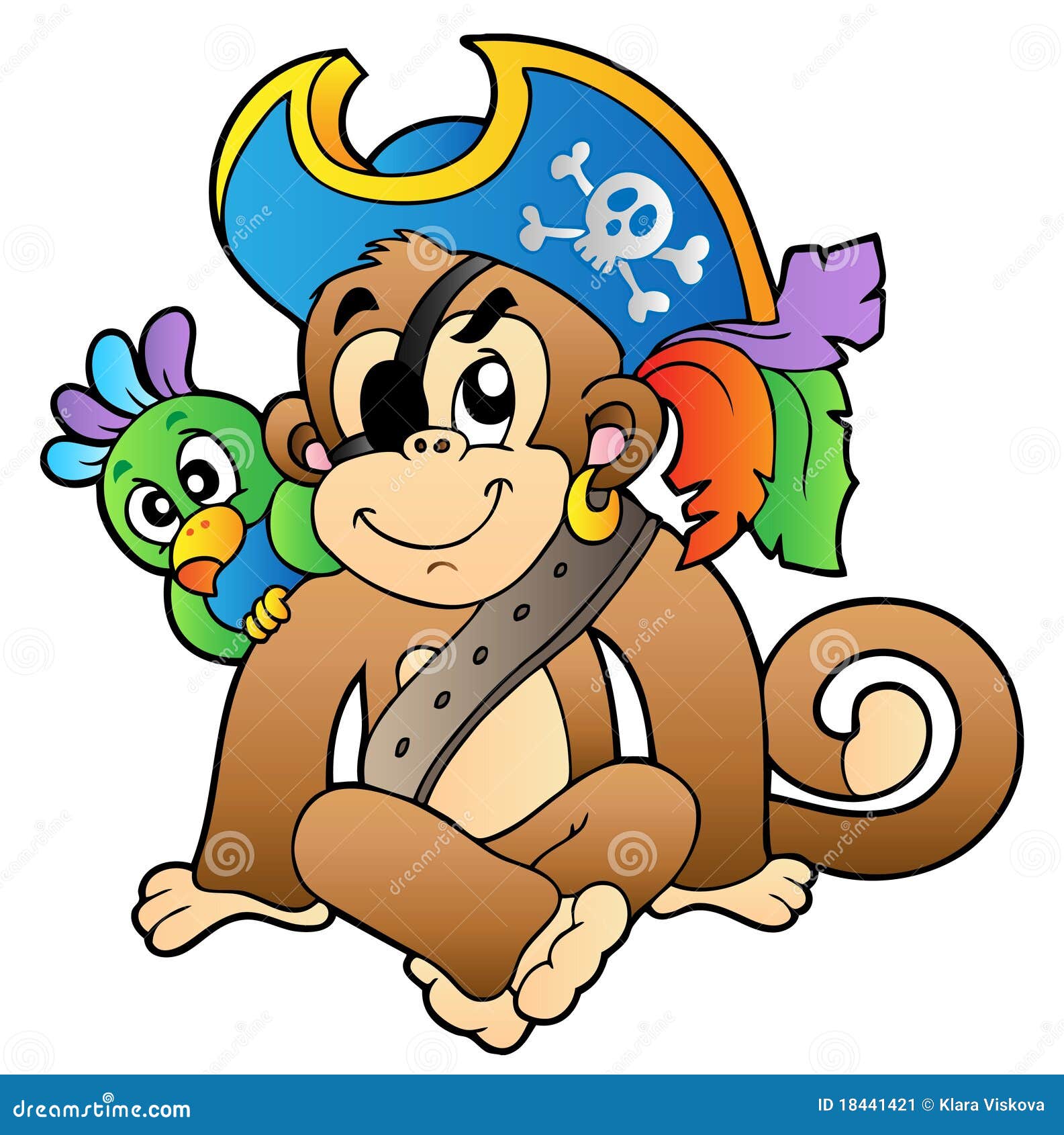 Piratee El Mono Con El Loro Ilustración del Vector - Ilustración de ...