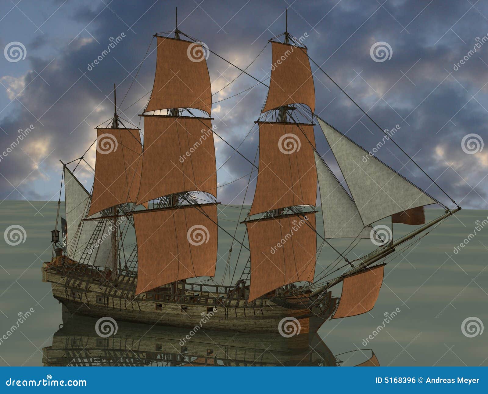 Piraten-Boot stock abbildung. Illustration von mast, seil - 5168396