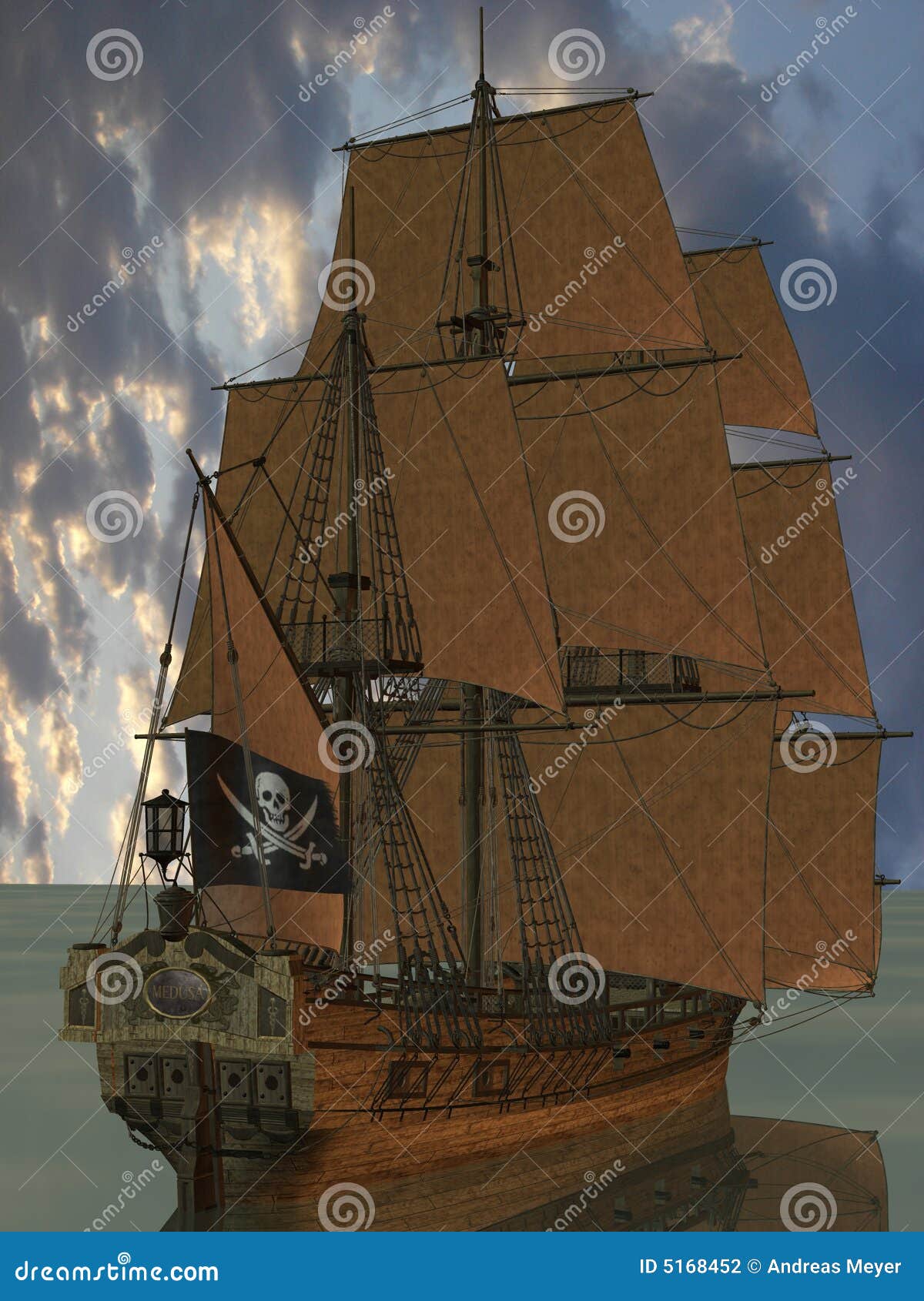 Piraten-Boot stock abbildung. Illustration von strichleiter - 5168452