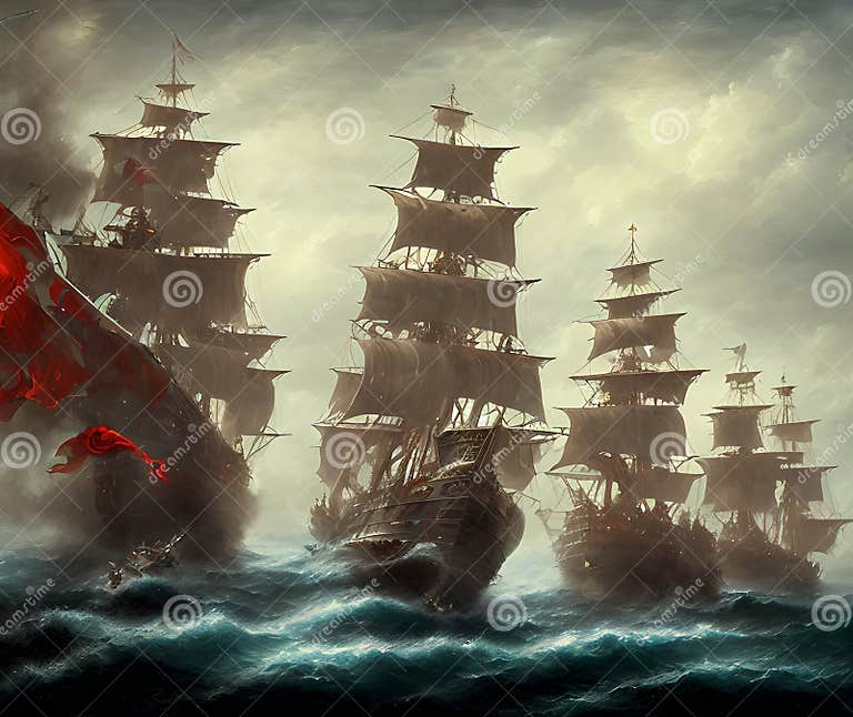 Pirates Attack, Generative AI Illustration Stock Illustration ...