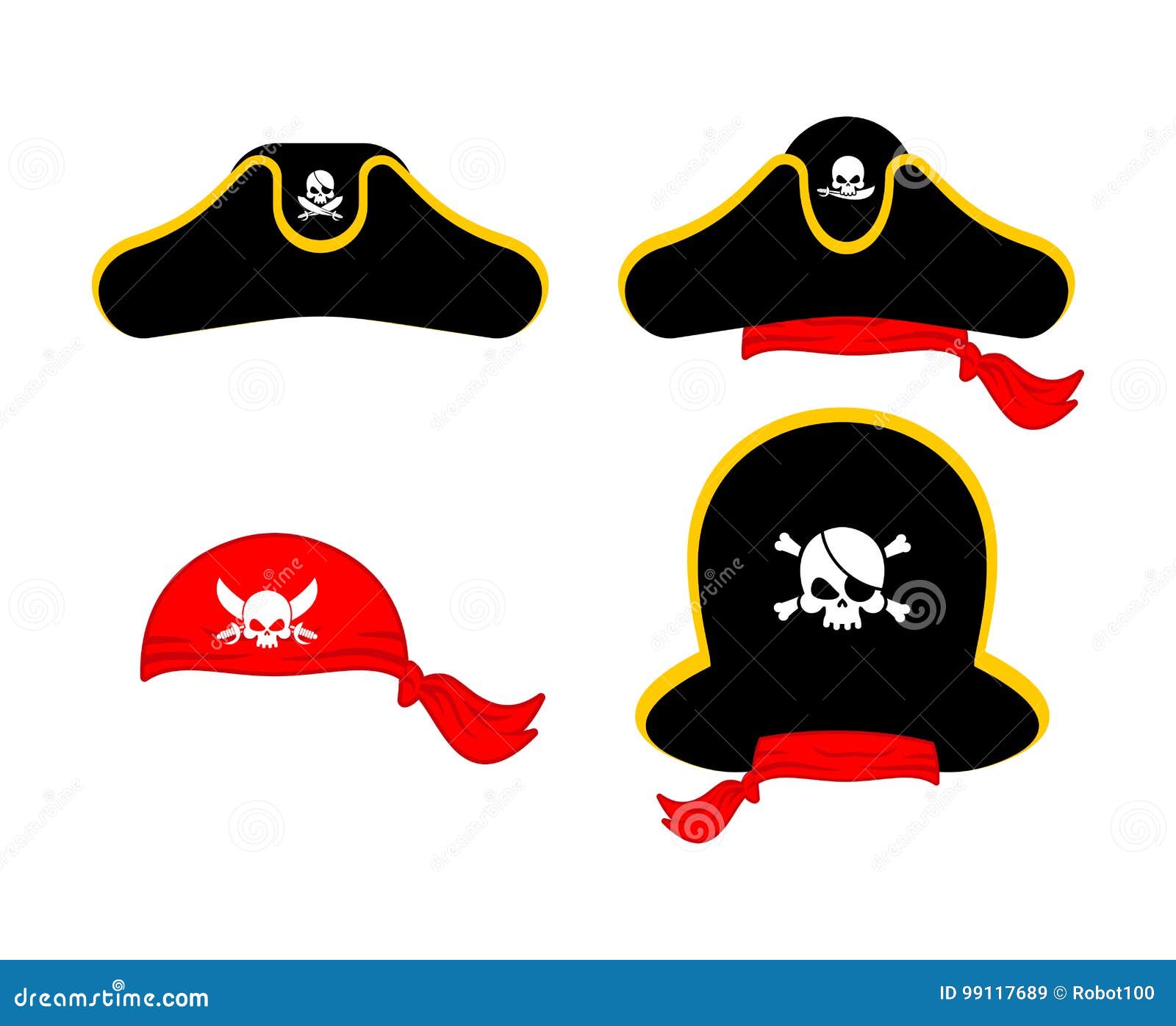 Pirates Cap Set. Hat Buccaneer. Bones And Skull. Corsair Accessory ...