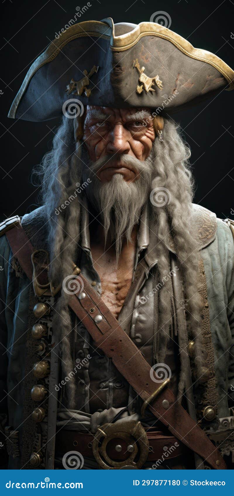 Realistic 3d Portrait of an Old Pirate: Detailed and Hyper-realistic ...