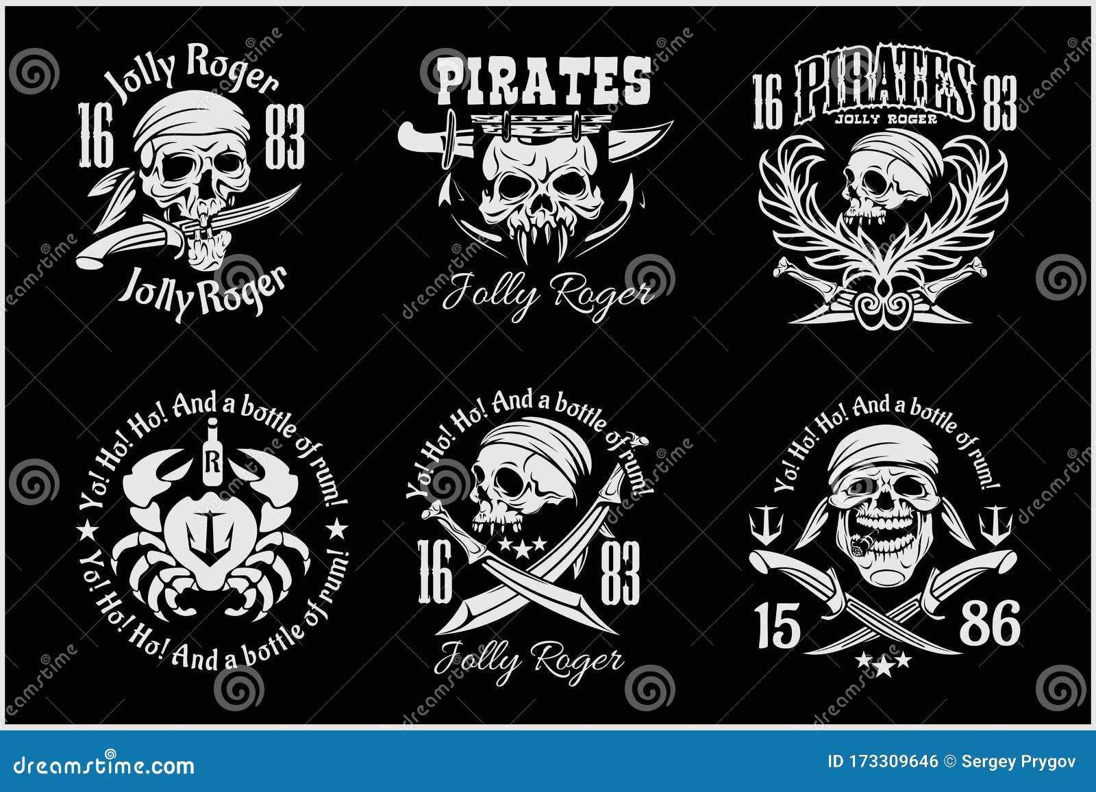 Pirates Design Elements - Vector Set On Light | CartoonDealer.com ...