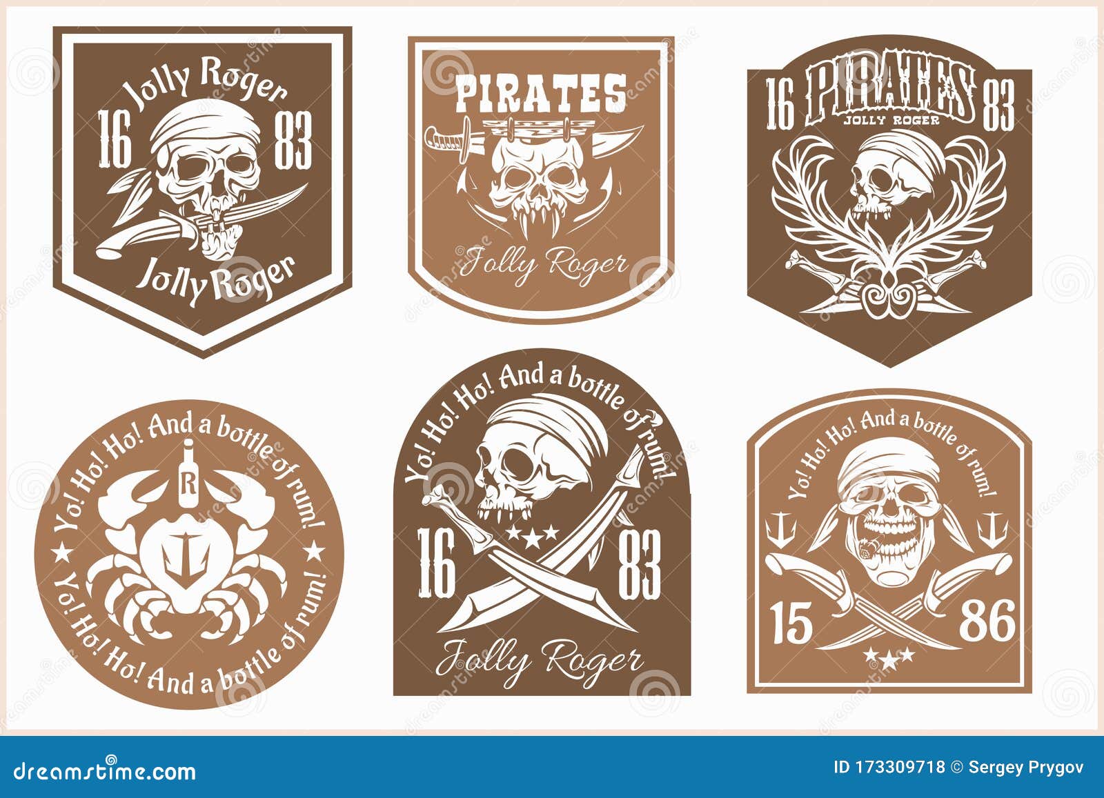 Pirates Design Elements - Vector Set on Light Stock Vector ...