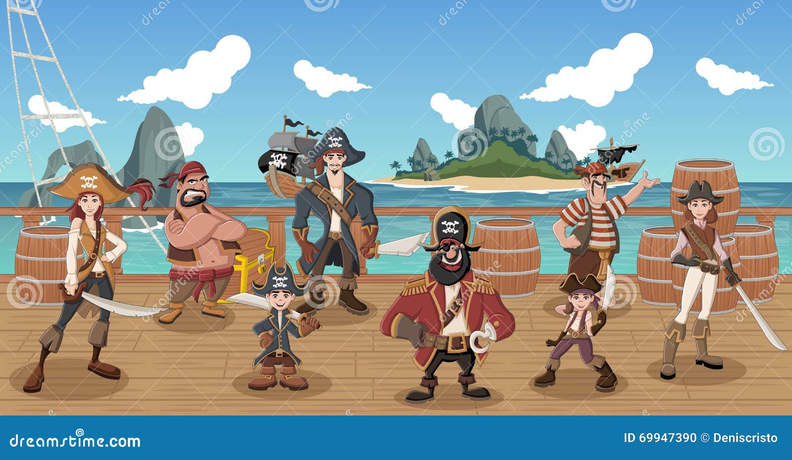 Pirates stock vector. Illustration of pirate, character - 69947390