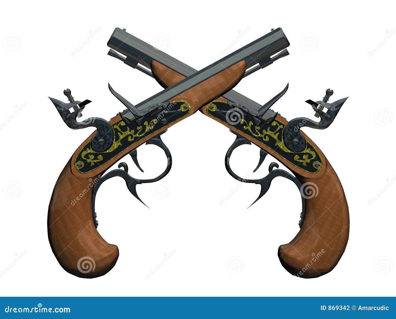 Pirates gun stock illustration. Illustration of wood, dual - 869342