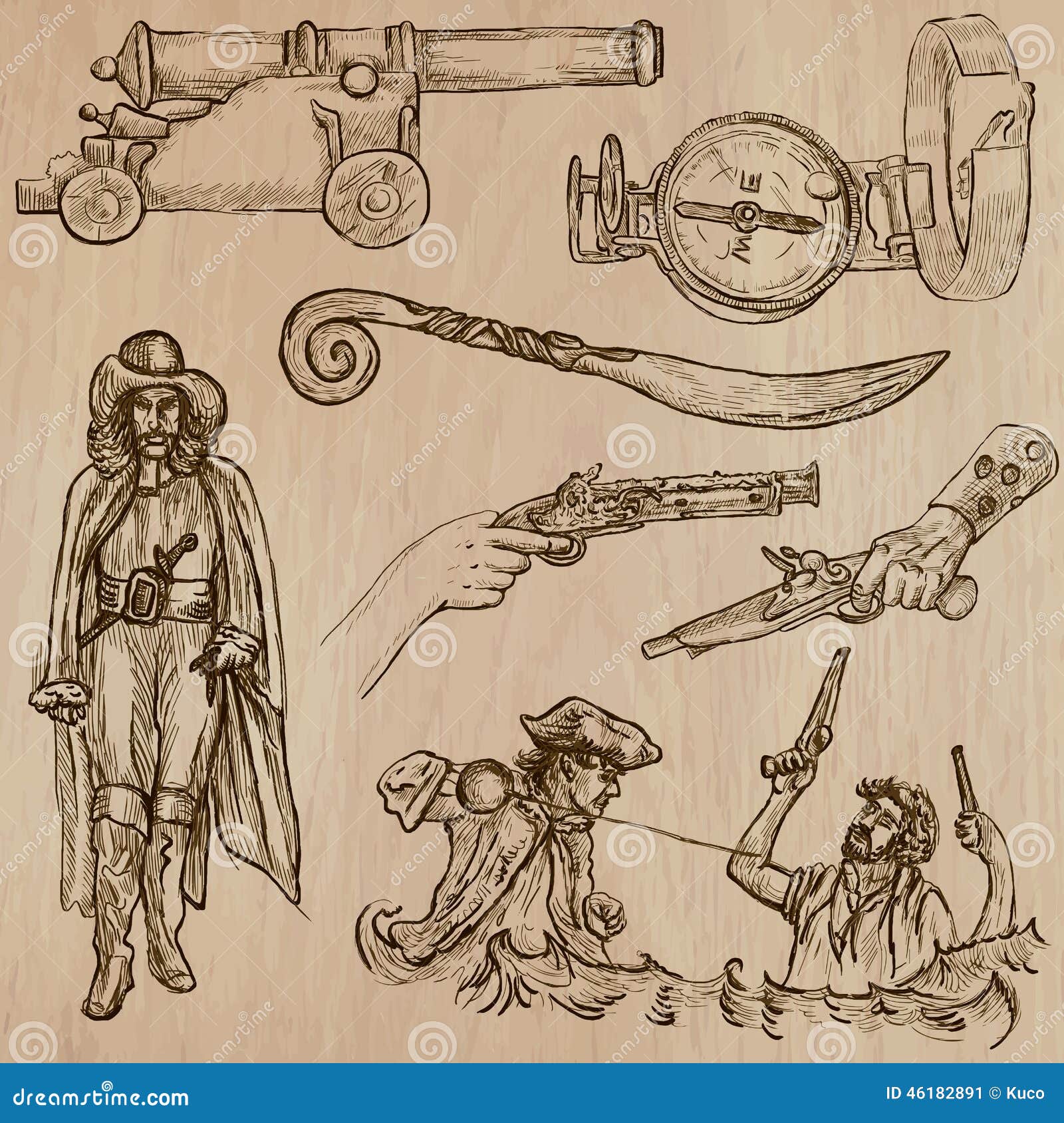 Pirates - an Hand Drawn Vector Pack No.11 Stock Vector - Illustration ...