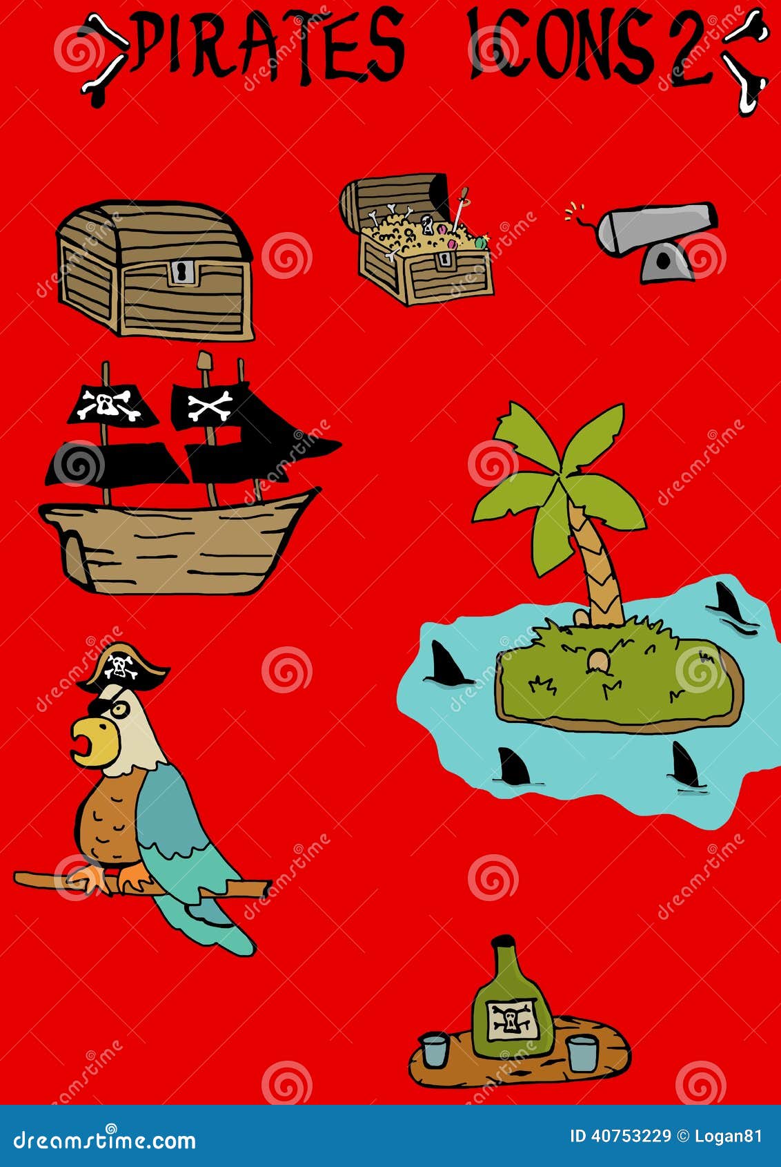 Pirates Icons, Signs And Symbols Set. Royalty-Free Illustration ...