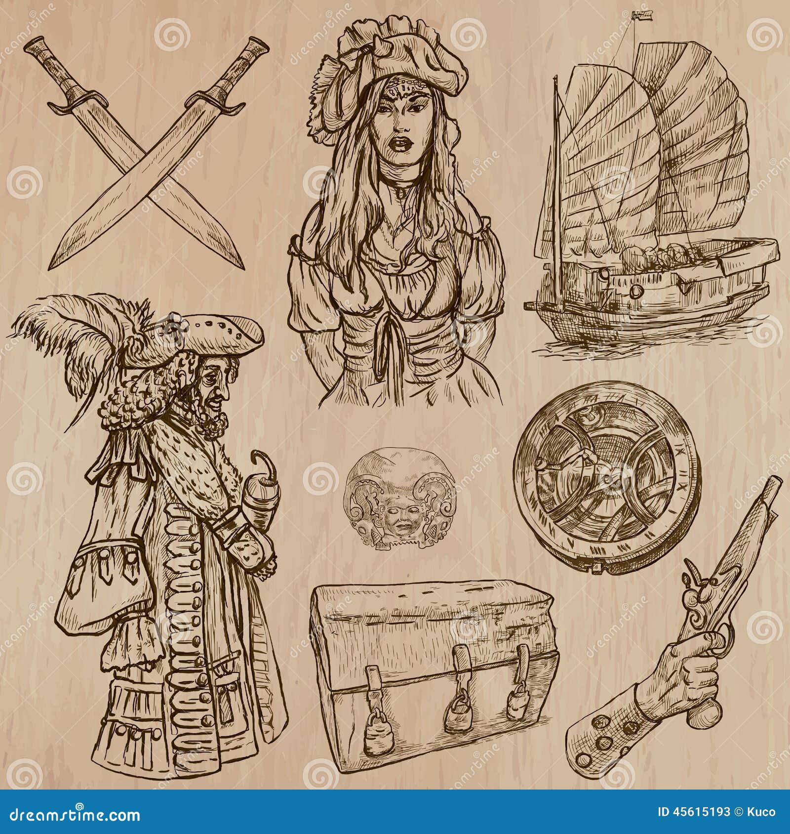 Pirates (no.4) - an Hand Drawn Vector Pack Stock Vector - Illustration ...