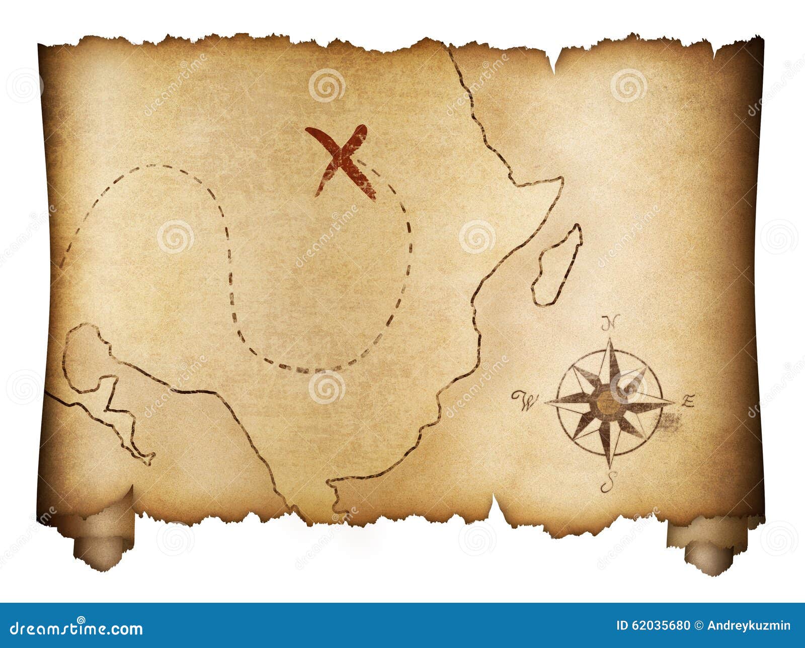 Pirates Old Treasure Map Roll Isolated Stock Photo - Image of backdrop ...