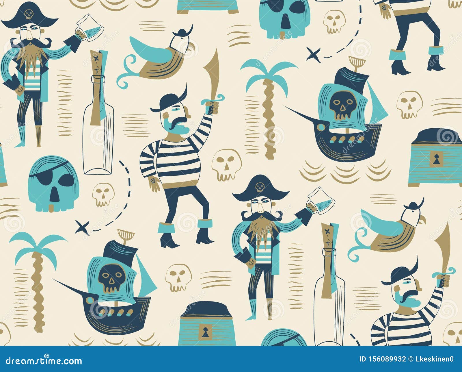 Pirates Pattern Seamless Design Illustration Stock Vector ...