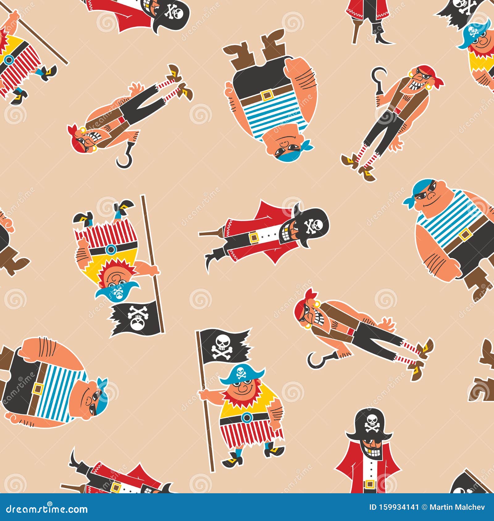 Pirates Seamless Pattern stock vector. Illustration of simple - 159934141
