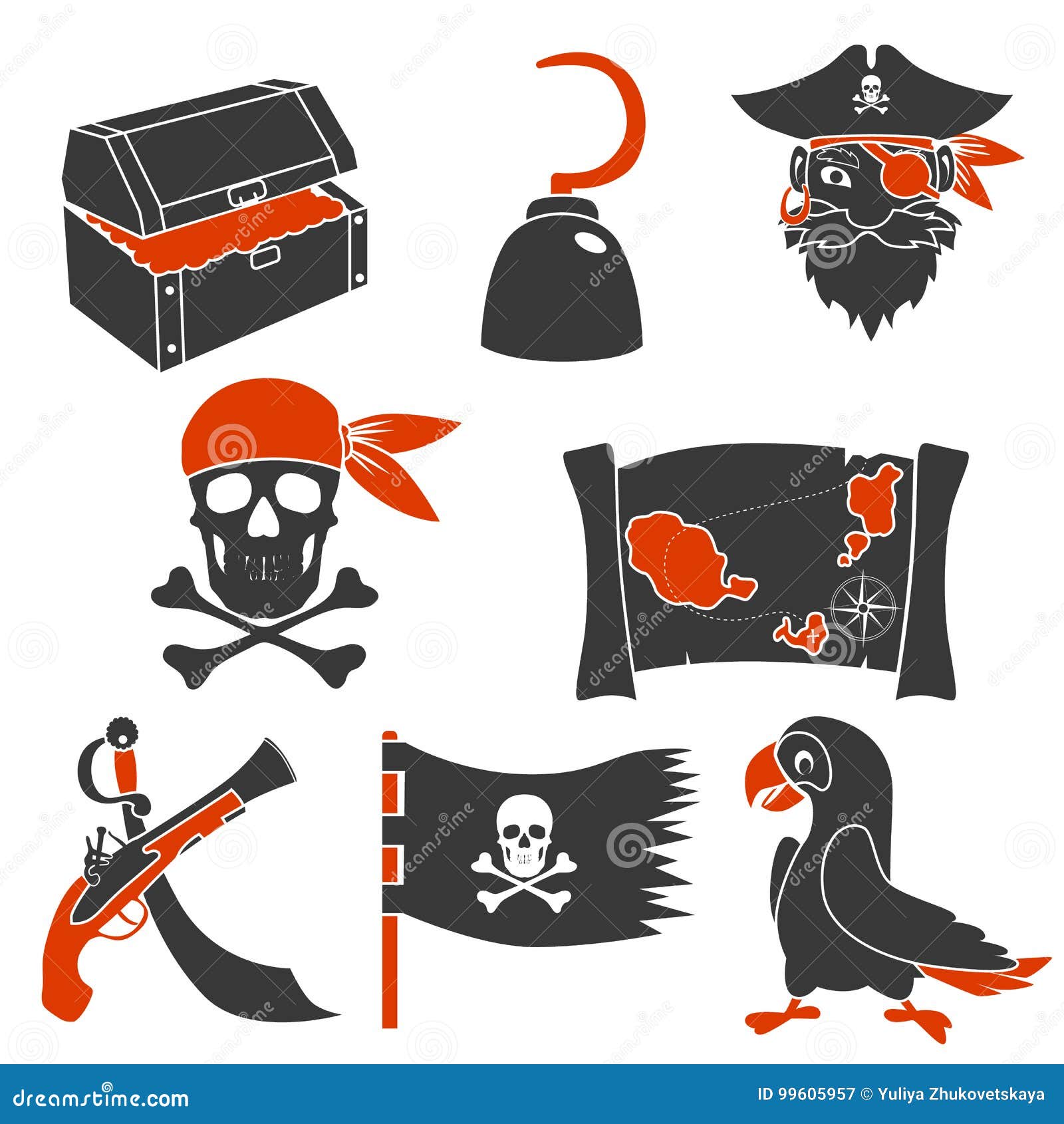 Pirates simple icons set stock vector. Illustration of time - 99605957