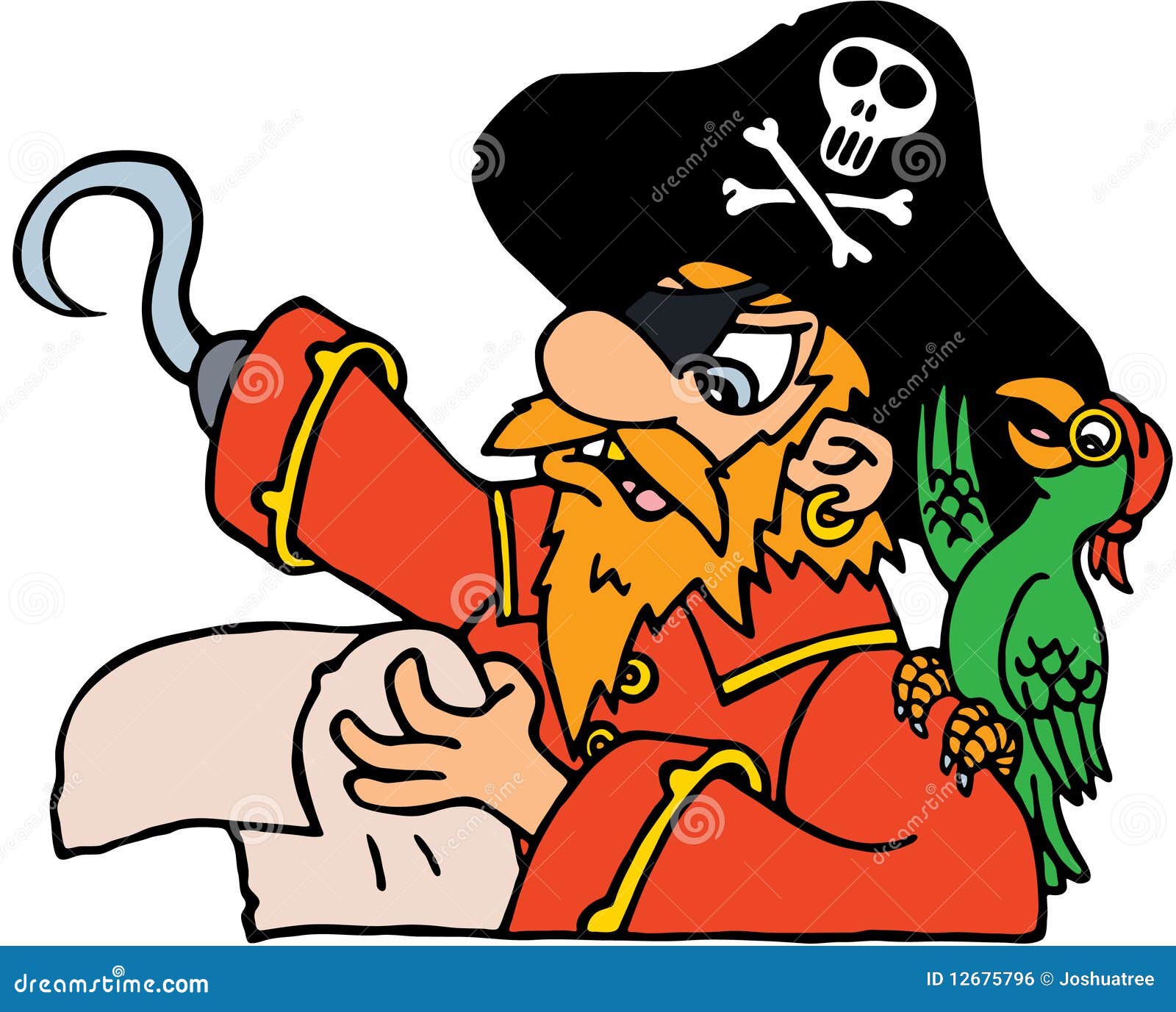 Pirate Reading Treasure Map Vector Illustration | CartoonDealer.com ...