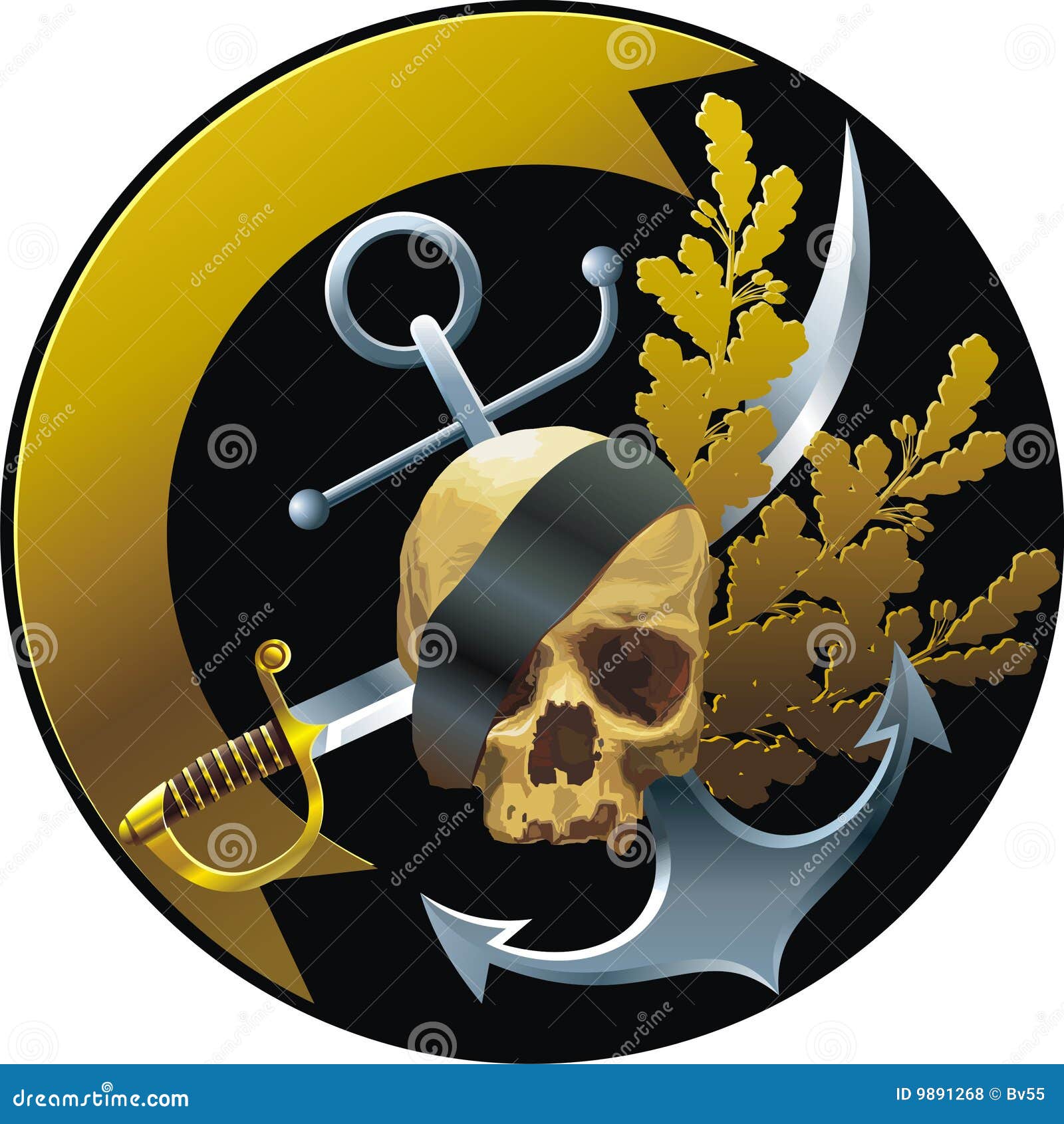 Piratical style badge stock vector. Illustration of pirate - 9891268