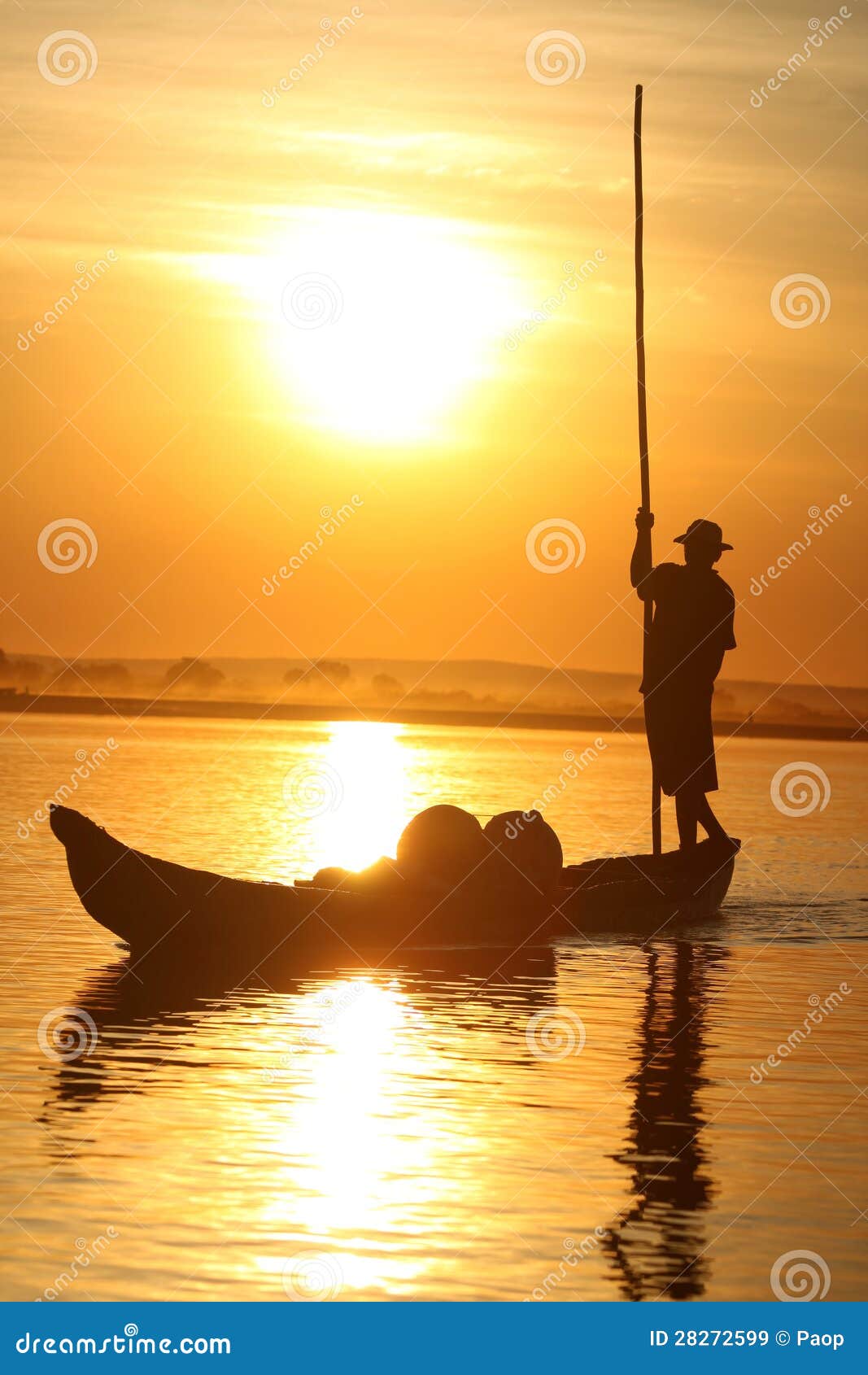 Pirogue at sunset stock image. Image of blissfull, calm - 28272599