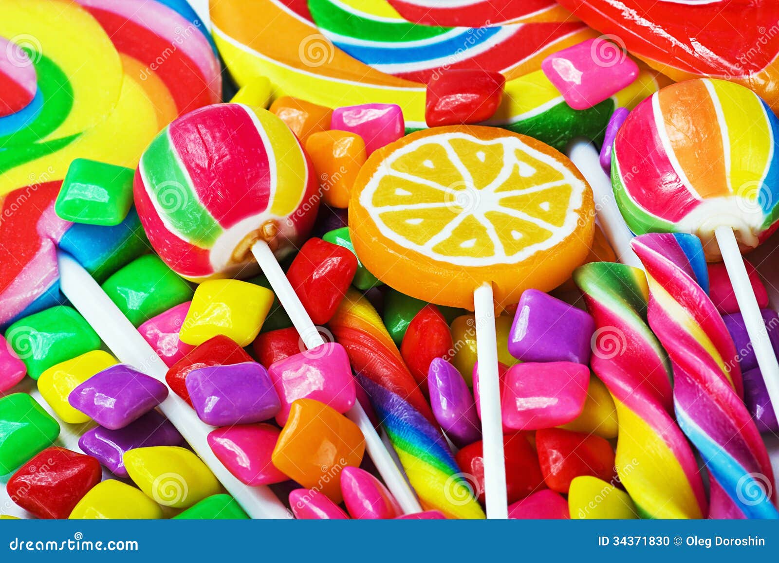 Piruletas Multicoloras, Caramelo Y Chicle Foto de archivo - Imagen de ...