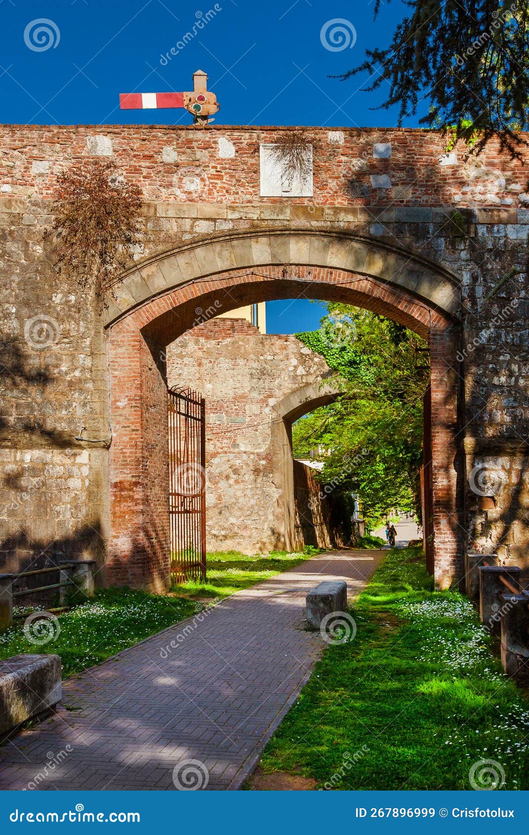 Pisa ancient walls stock image. Image of gateway, attraction - 267896999