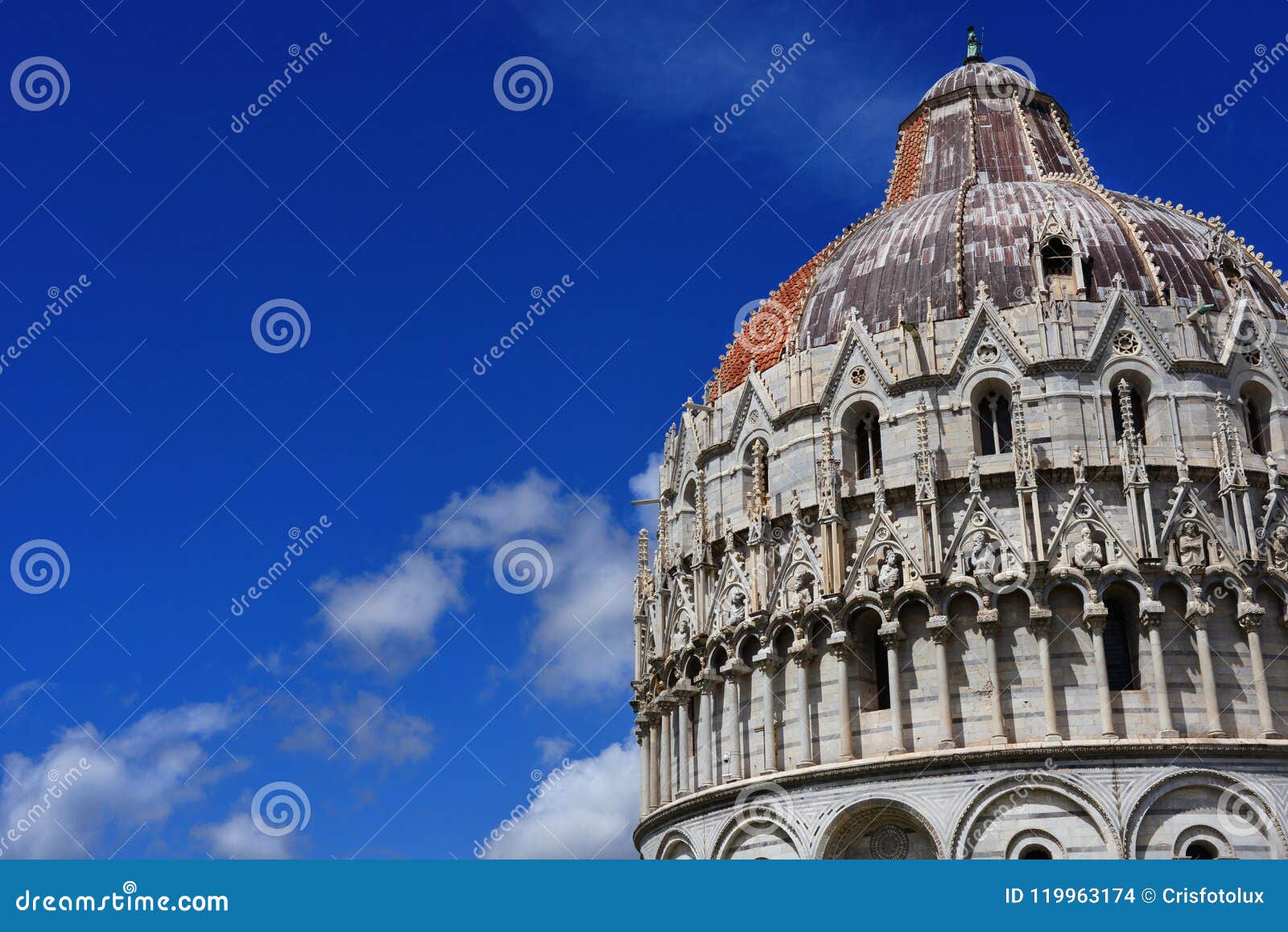 Pisa Baptistry Dome with Clouds Stock Photo - Image of capital, blue ...