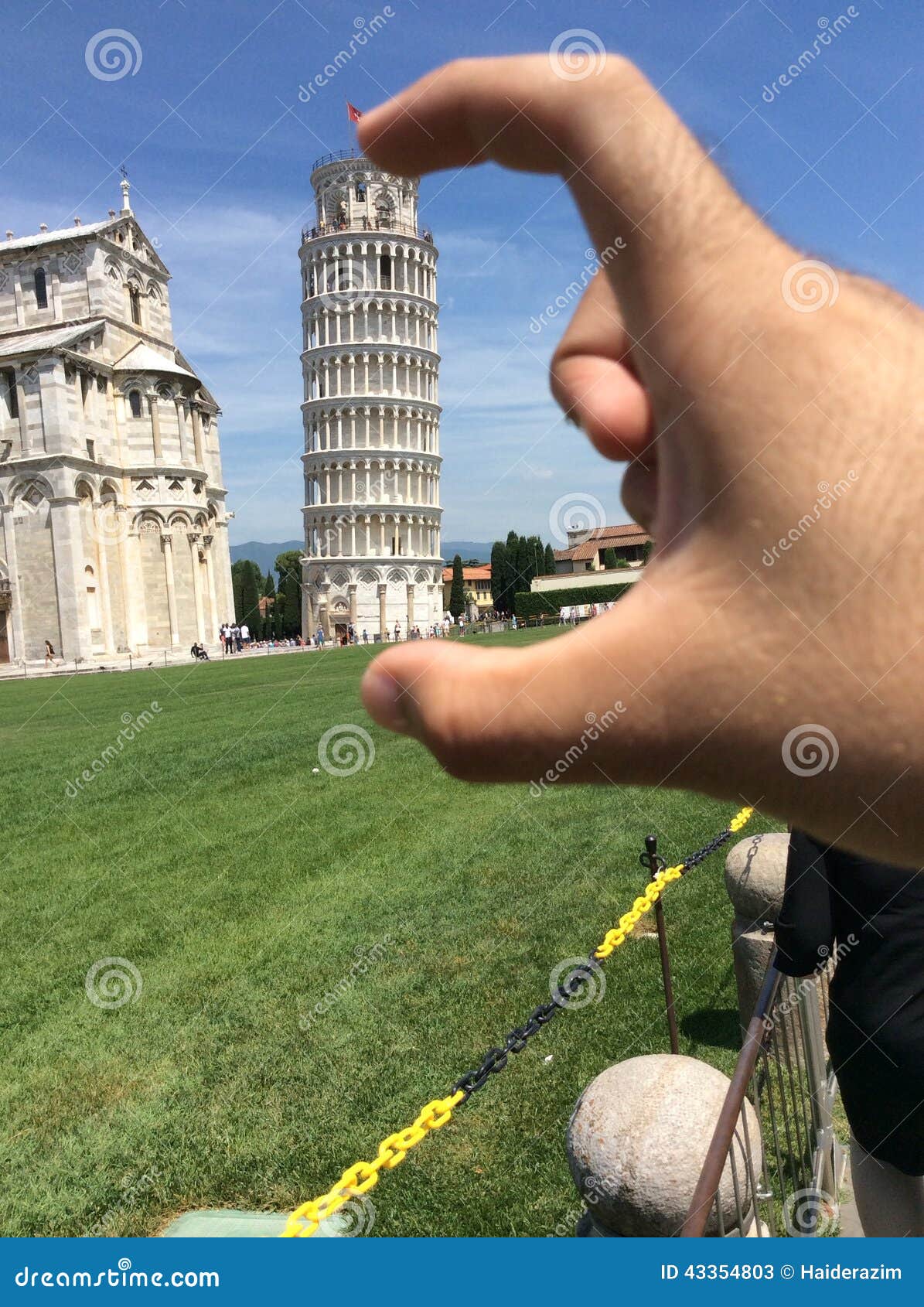 Pisa between fingers stock image. Image of travel, pisa - 43354803