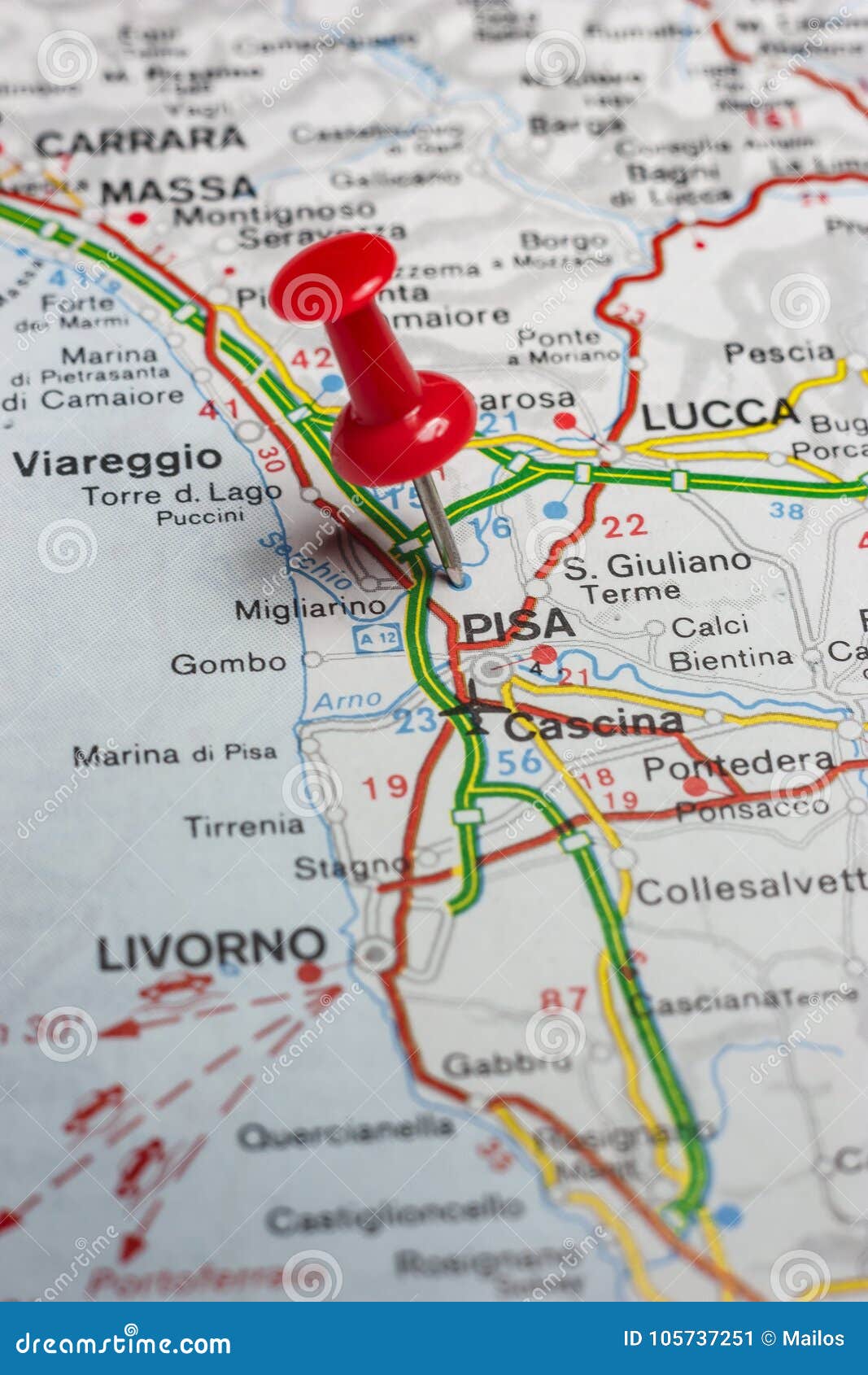 Pisa Fixou Em Um Mapa De Itália Imagem de Stock - Imagem de geografia ...