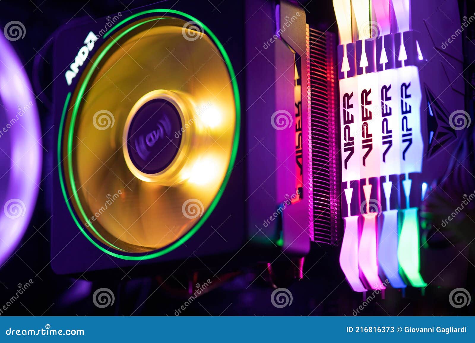 PISA, ITALY - FEBRUARY 2020: Amd and Viper Memory Chips with Flashing ...