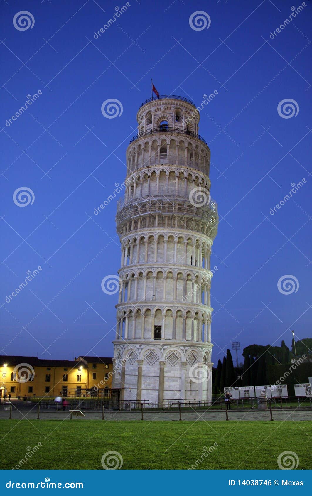 Pisa Sloping Tower stock photo. Image of dusk, dawn, fall - 14038746