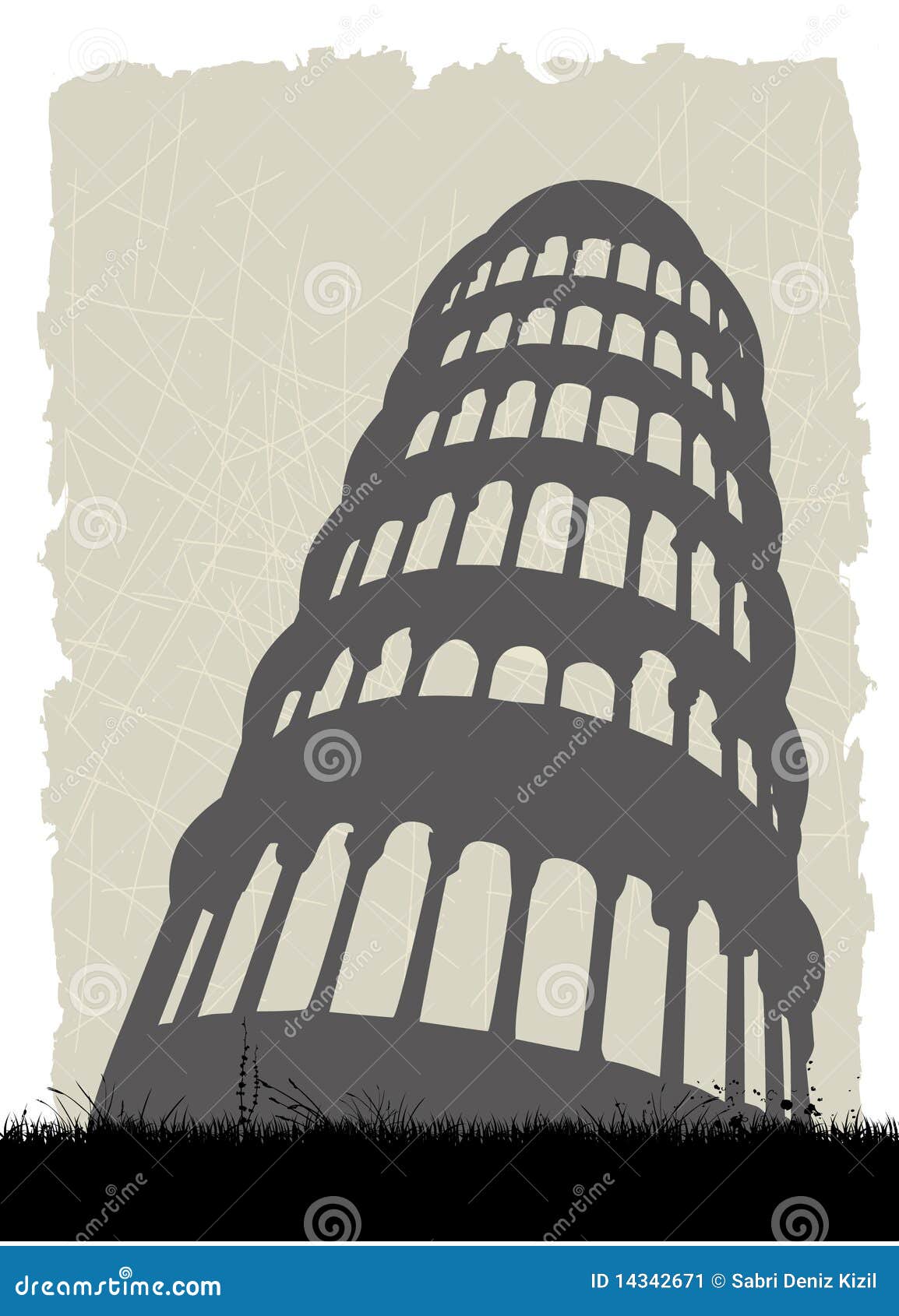 Pisa tower italy stock vector. Illustration of field - 14342671