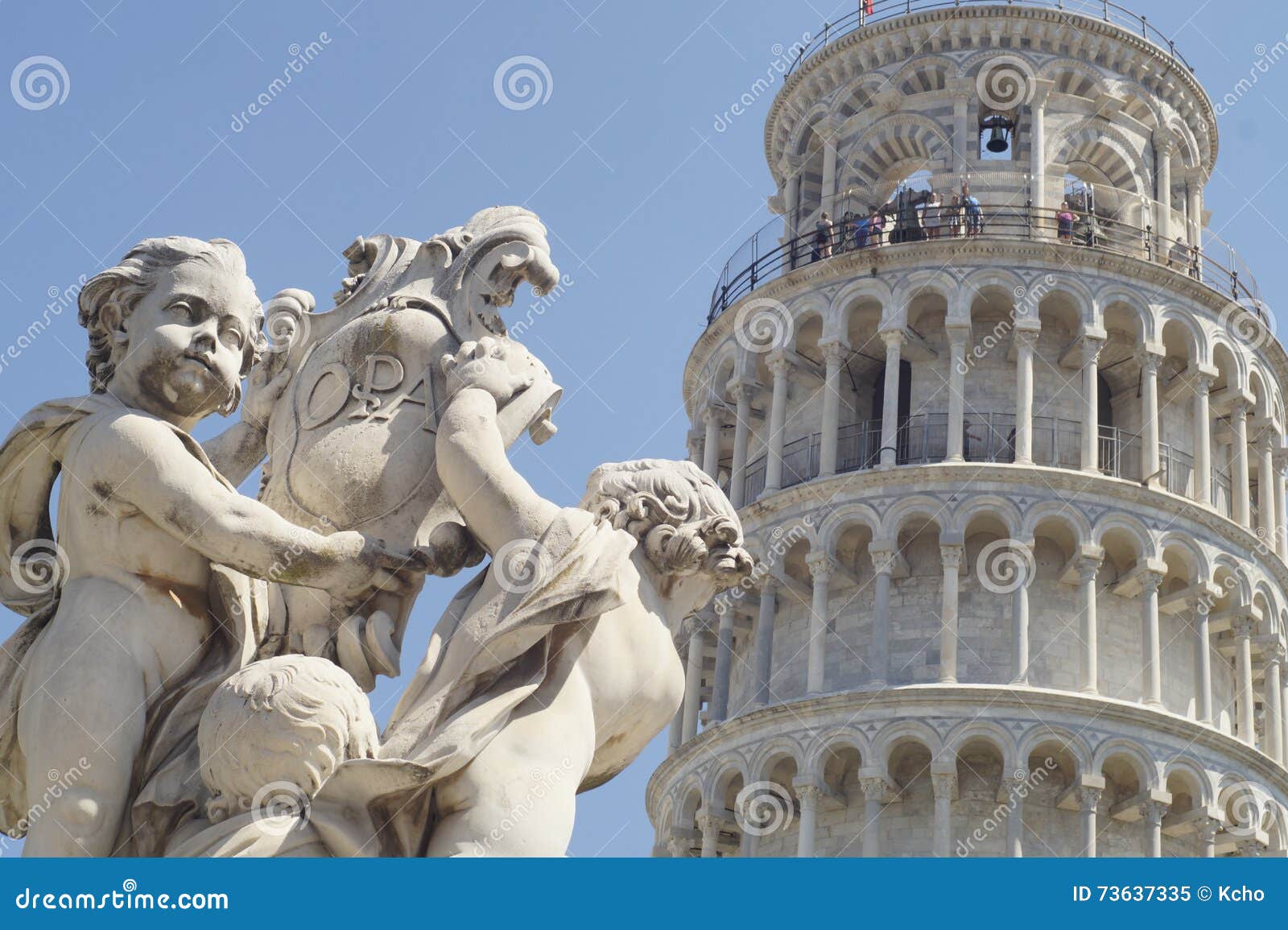 Pisa tower and statue editorial image. Image of craved - 73637335