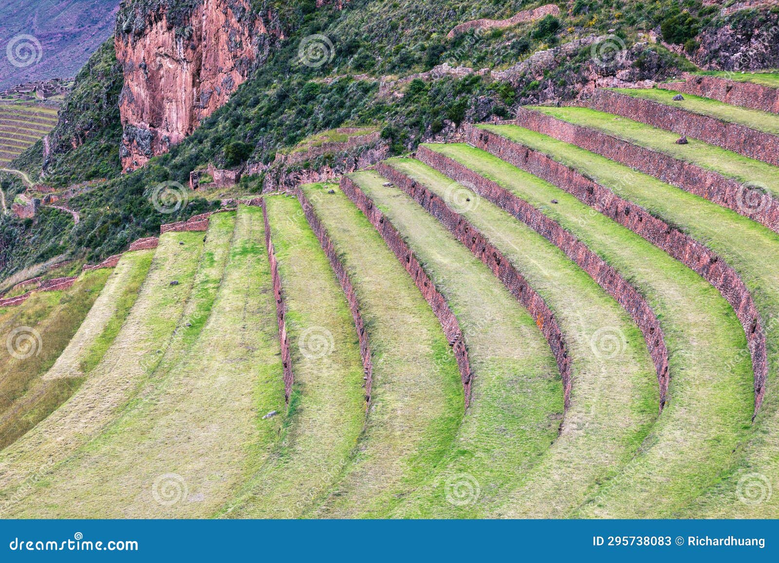 Inca Terraces in Sacred Valley Terraced Fields in Peru Andes Mountains ...