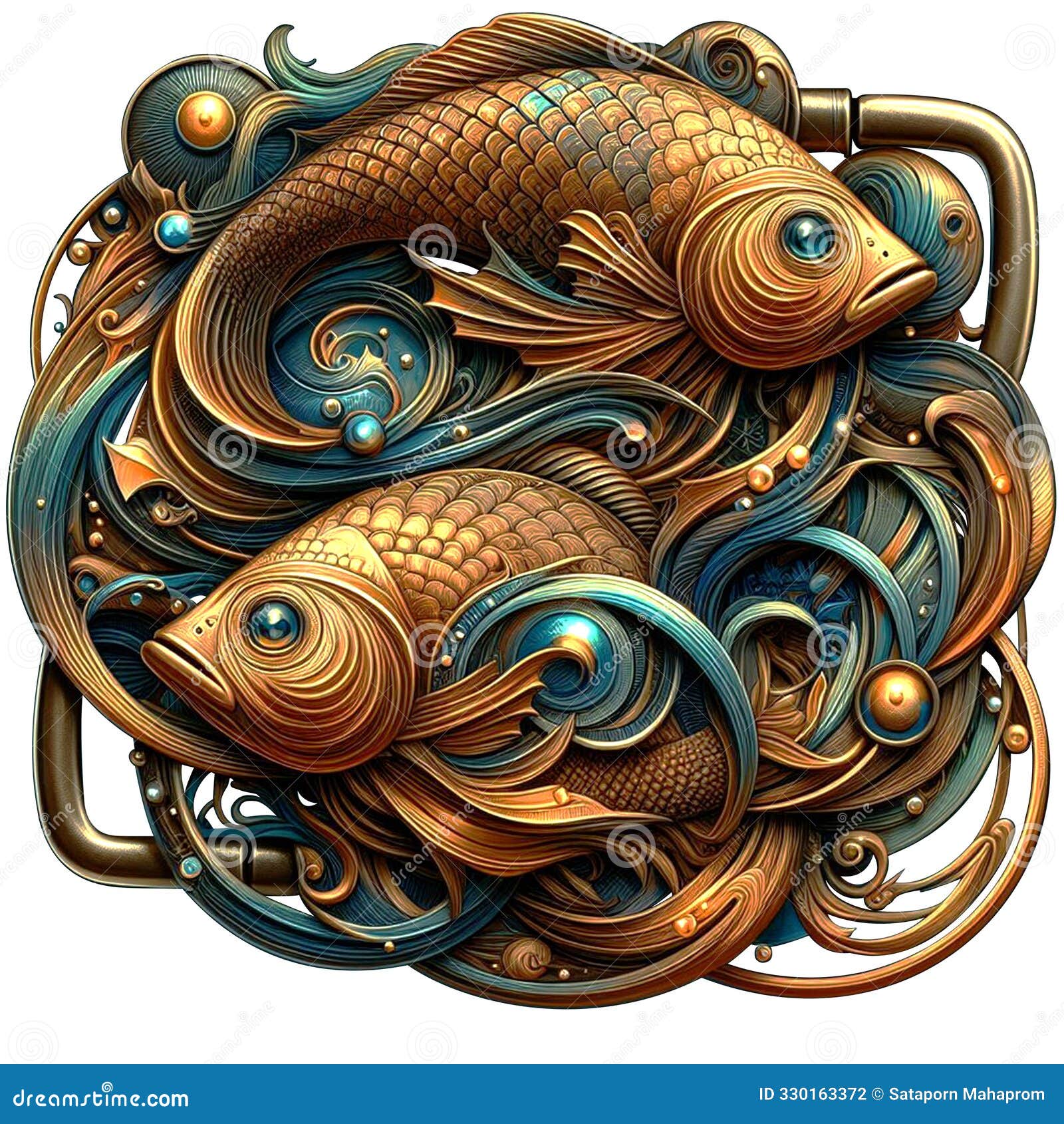 Pisces Abstract Figure Belt Buckle Stock Illustration - Illustration of ...