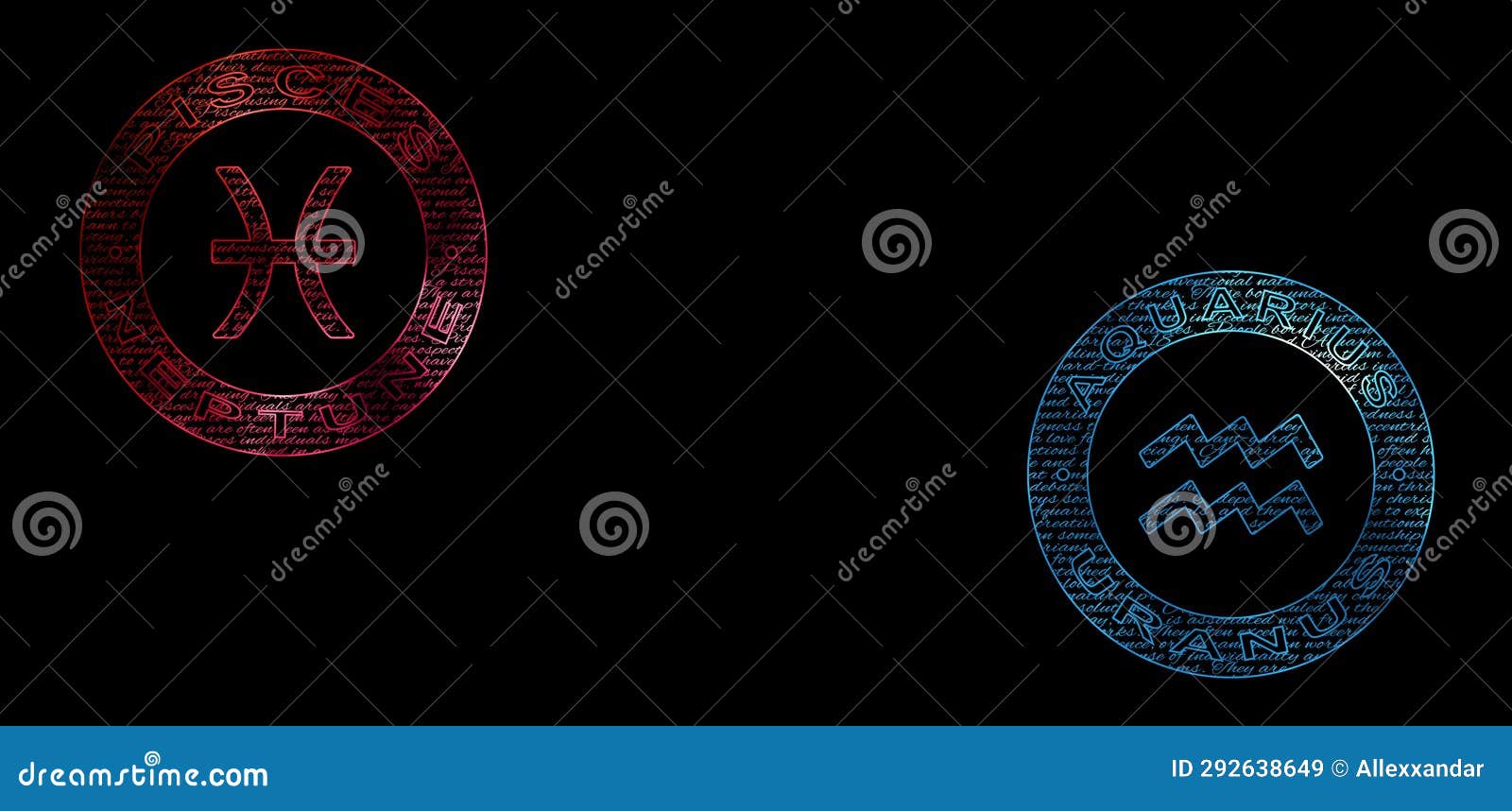 Pisces and Aquarius Compatibility Stock Illustration - Illustration of ...